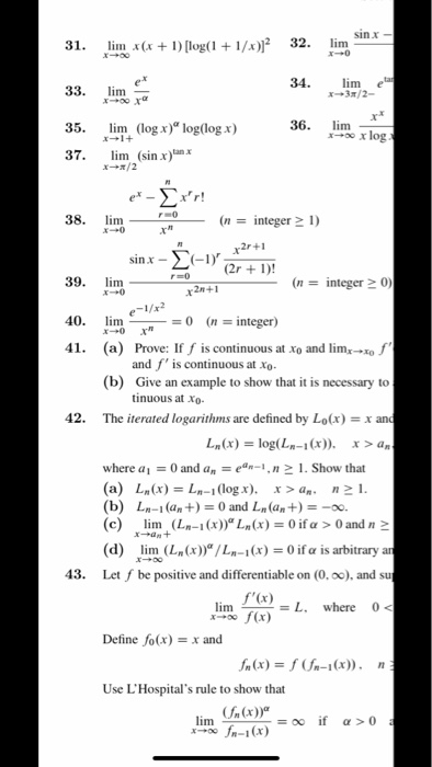 Solved lim x(x + 1) [log(1 +1/x)? 32. lim sinx - - 34. lime | Chegg.com