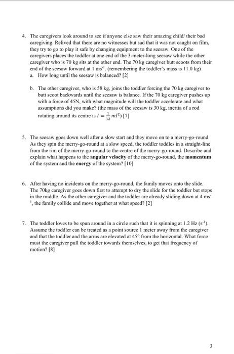 Solved 1. A toddler goes on a rampage and starts pushing its | Chegg.com