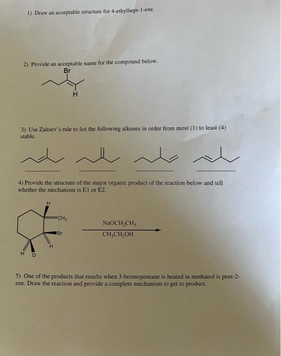 Solved 1) Draw an acceptable structure for | Chegg.com
