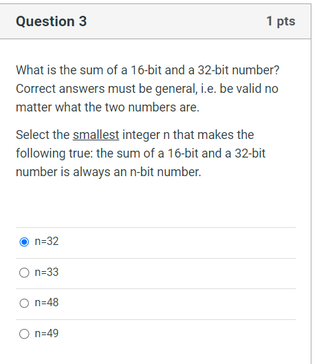 Solved Question 3What is the sum of a 16-bit and a 32-bit | Chegg.com