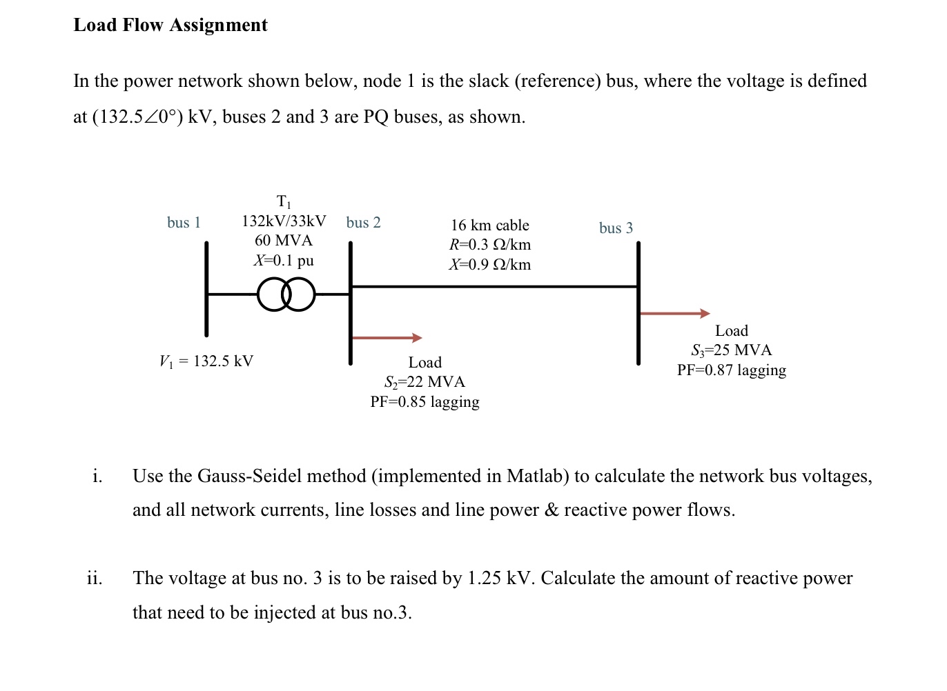 Solved Load Flow AssignmentIn the power network shown below, | Chegg.com