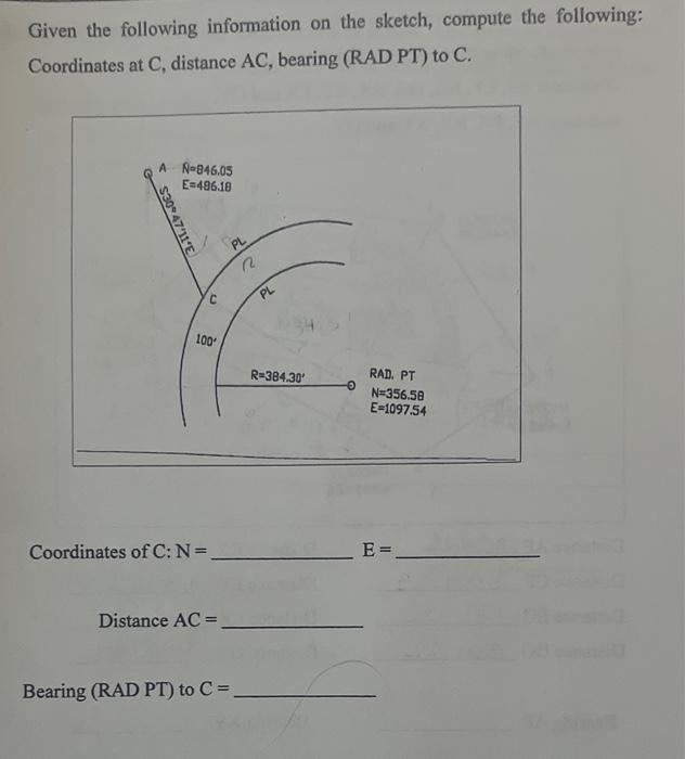 Solved Given the following information on the sketch, | Chegg.com