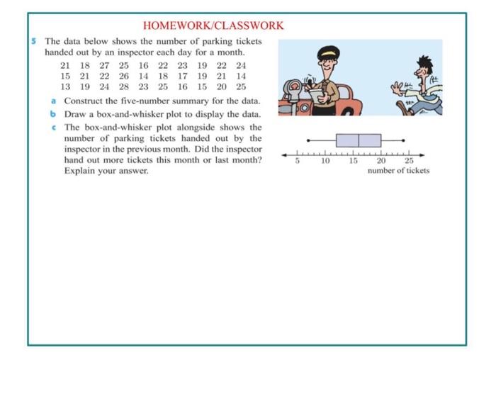 Solved HOMEWORK/CLASSWORK The data below shows the number of | Chegg.com
