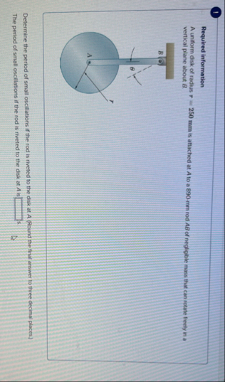 Solved Required informationA uniform disk of radius r=250mm | Chegg.com
