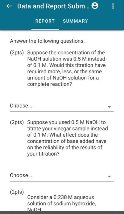 Table 1. Titration data(1pts) Average Volume of NaOH | Chegg.com
