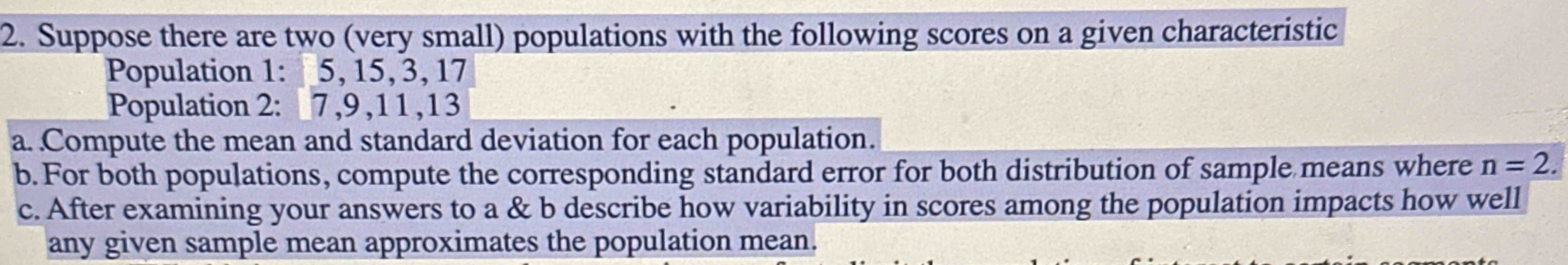 Solved Suppose there are two (very small) ﻿populations with | Chegg.com