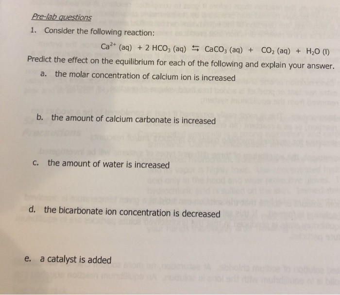Solved Pre-lab questions 1. Consider the following reaction: | Chegg.com
