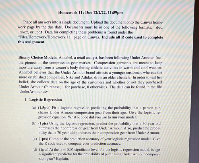 Solved Homework 11: Due 12/2/22, 11:59 pm Place all answers | Chegg.com