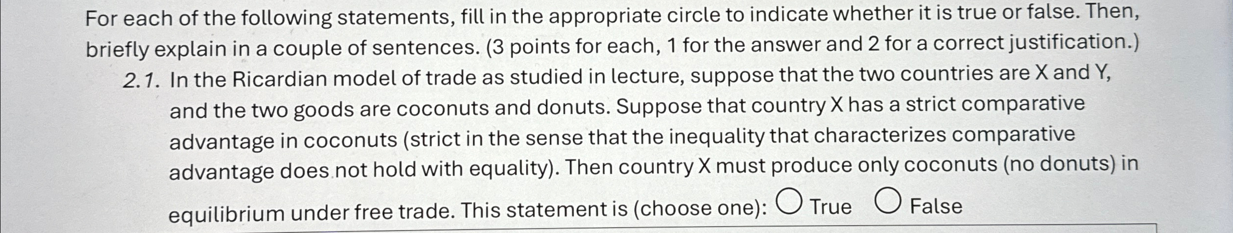 Solved For each of the following statements, fill in the | Chegg.com