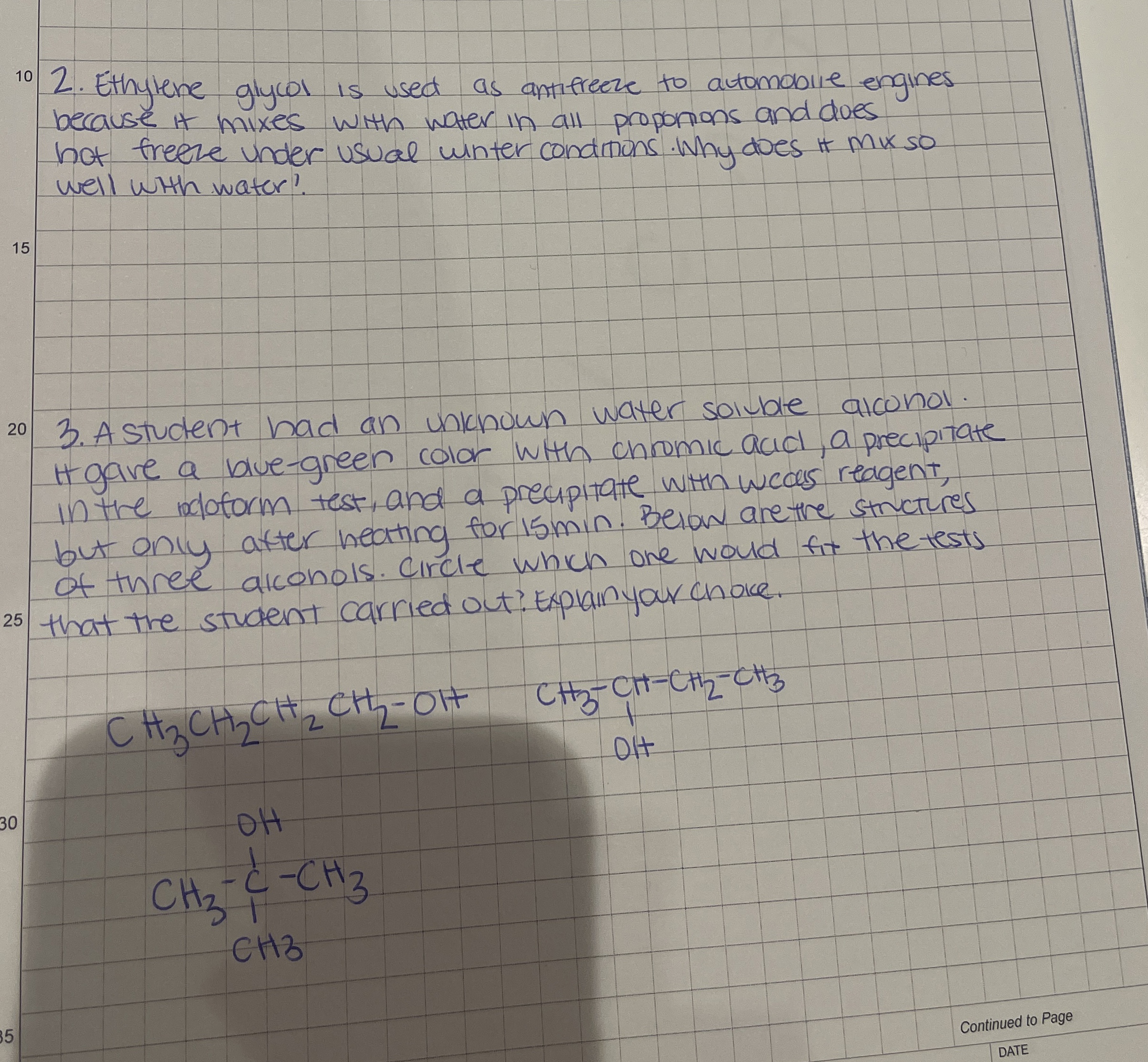 Solved 10 2. ﻿Ethylene glycol is used as antifreeze to | Chegg.com