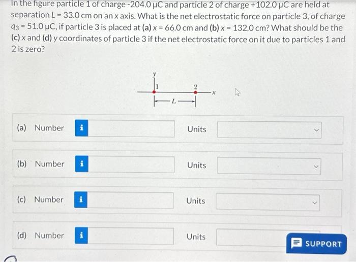 Solved In the figure particle 1 of charge −204.0μC and | Chegg.com