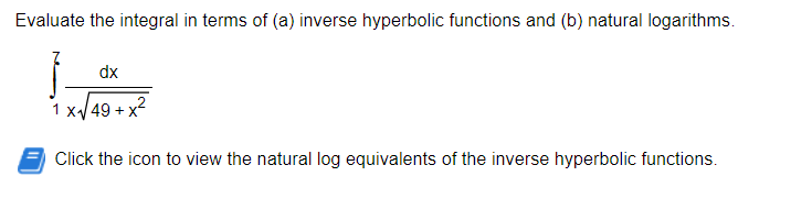 Solved Evaluate the integral in terms of (a) ﻿inverse | Chegg.com