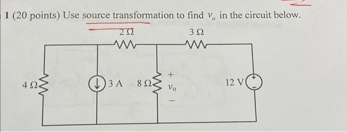 Solved Use source transformation to find v, in the circuit | Chegg.com