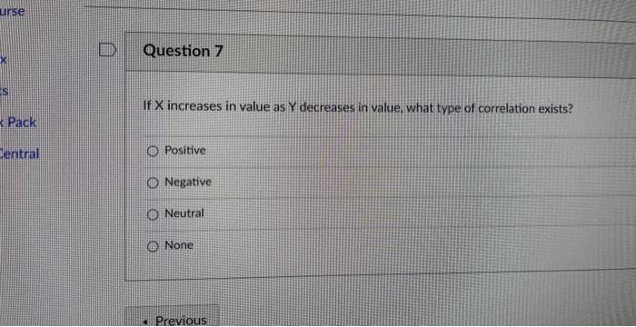 Solved If X increases in value as Y decreases in value, what | Chegg.com