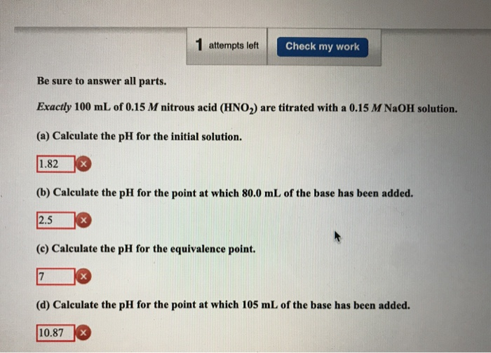 Solved 1 attempts left Check my work Be sure to answer all | Chegg.com