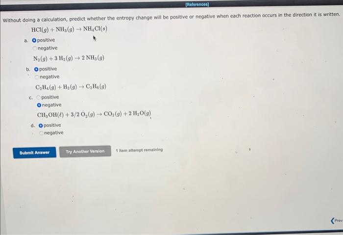 Solved Without doing a calculation, predict whether the | Chegg.com