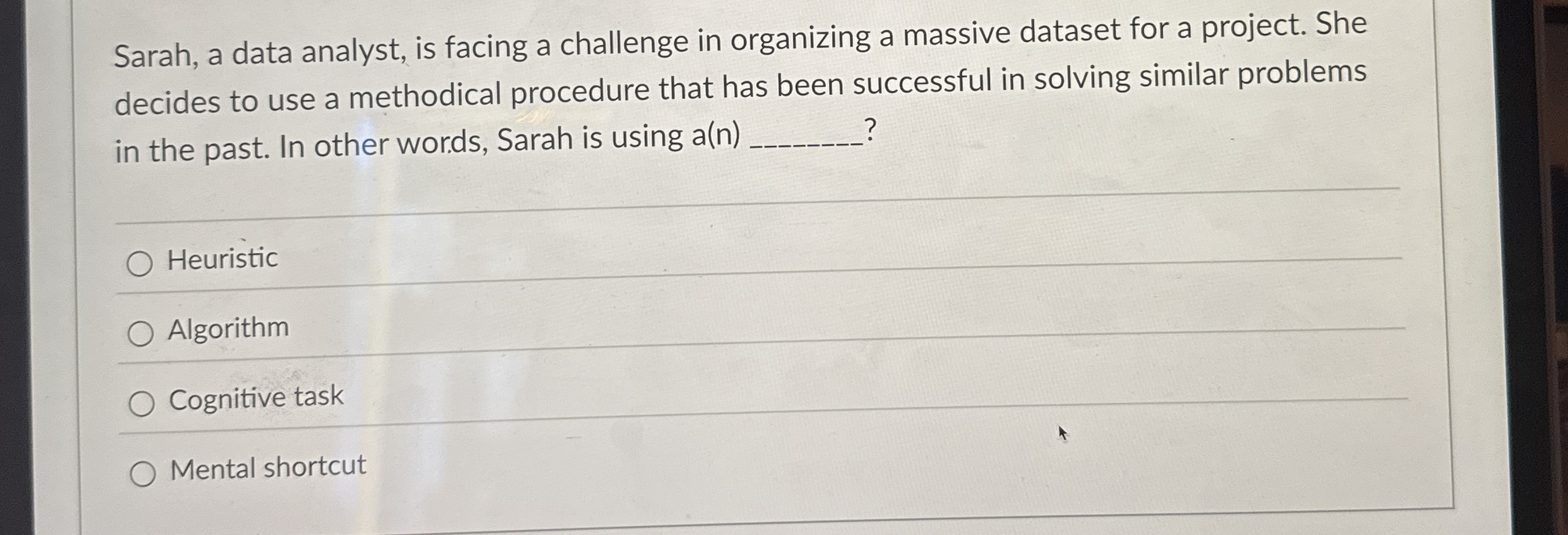 Solved Sarah, a data analyst, is facing a challenge in | Chegg.com