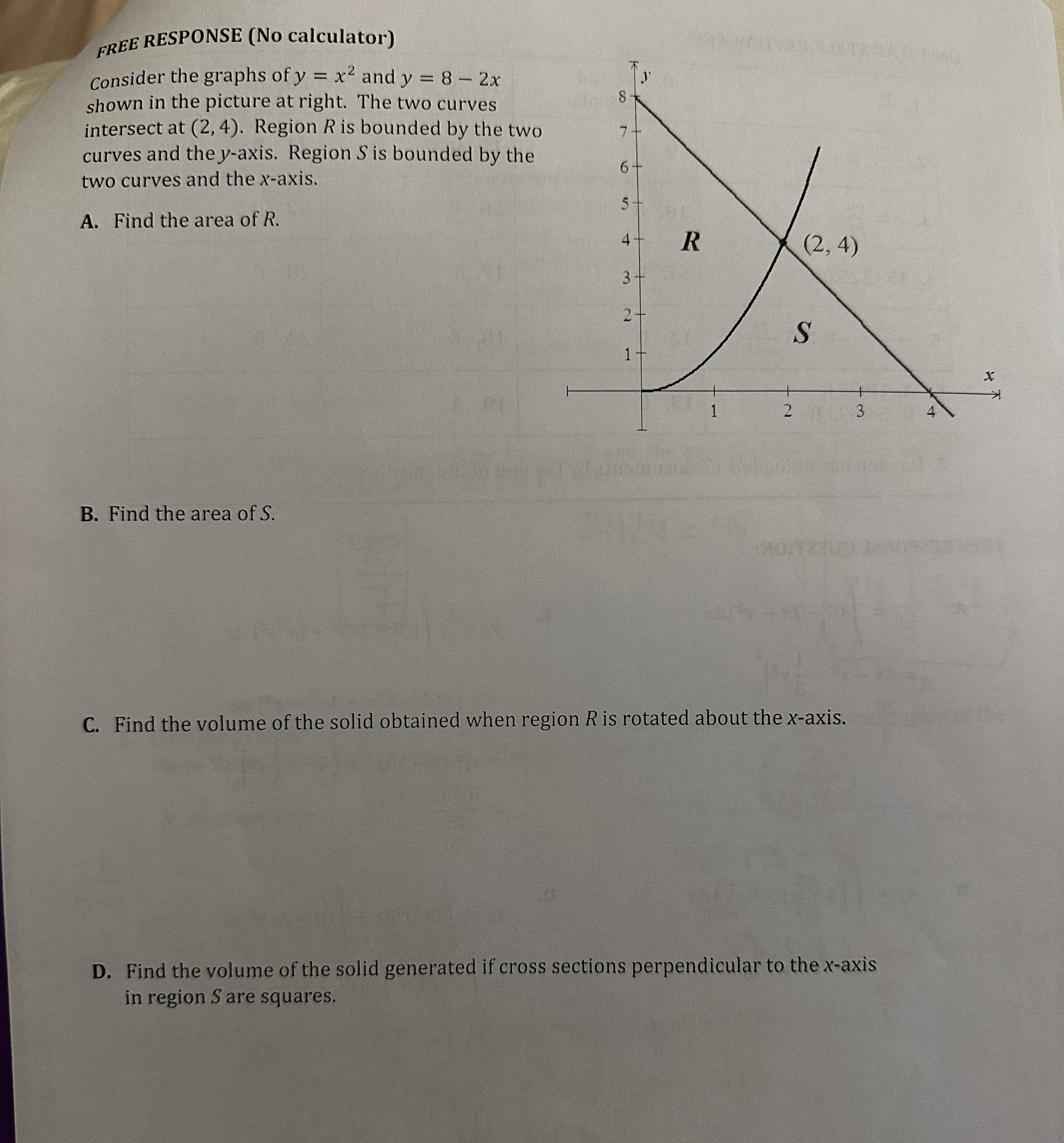 Solved FREE RESPONSE (No calculator) ﻿Consider the graphs of | Chegg.com