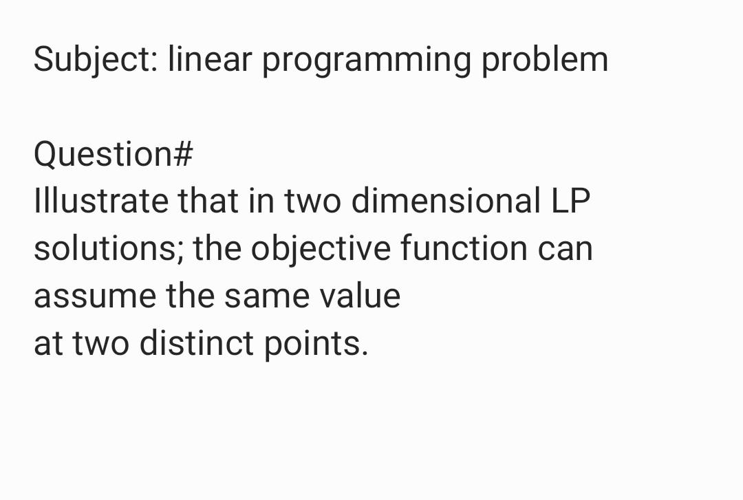 Solved Subject: linear programming problem Question# | Chegg.com