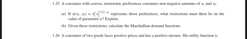 Solved 1.25 ﻿A consumer with convex, monotonic preferences | Chegg.com