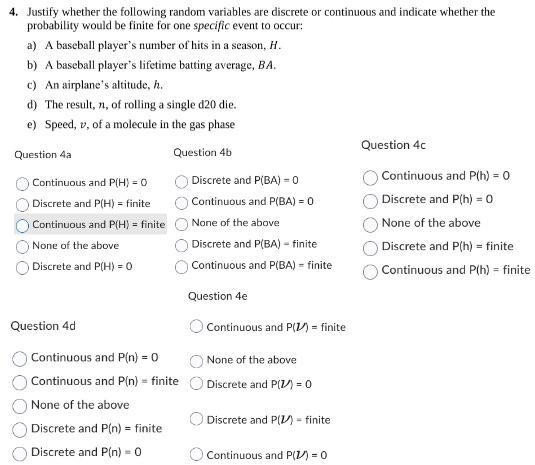 Solved 4. Justify whether the following random variables are | Chegg.com
