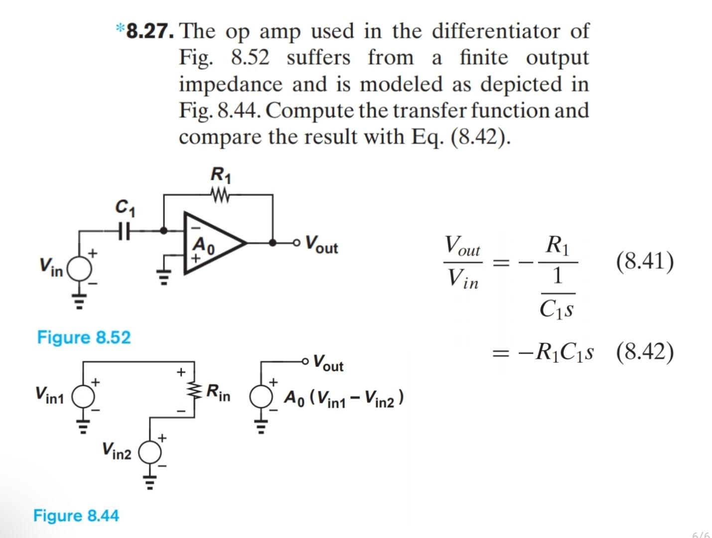 Solved *8.27. The op amp used in the differentiator of Fig. | Chegg.com