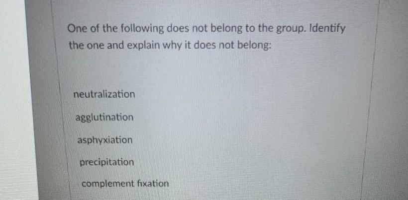 Solved One of the following does not belong to the group. | Chegg.com