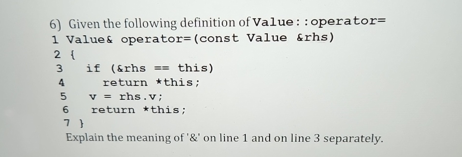 Solved Given the following definition of Value : : | Chegg.com