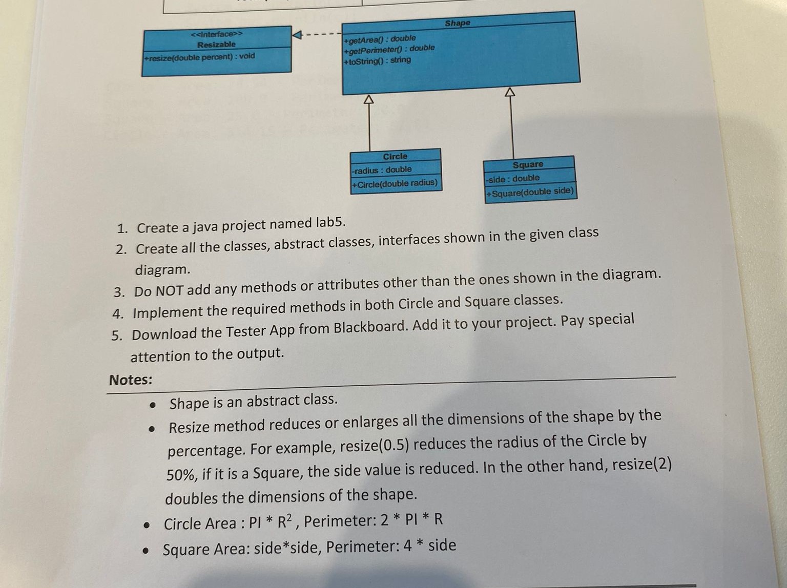 Solved Create a java project named lab5.Create all the | Chegg.com