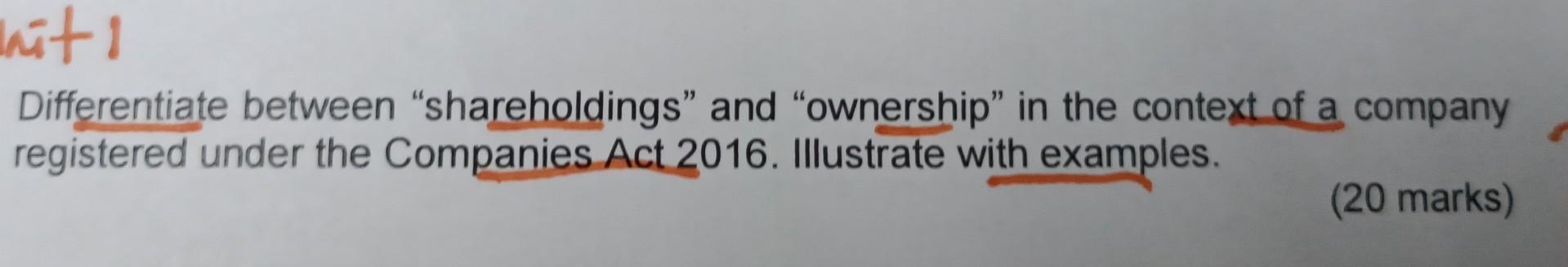 Solved Differentiate between "shareholdings" and "ownership" | Chegg.com