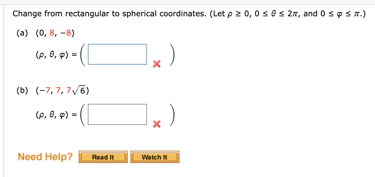 Solved Change from rectangular to spherical coordinates. | Chegg.com