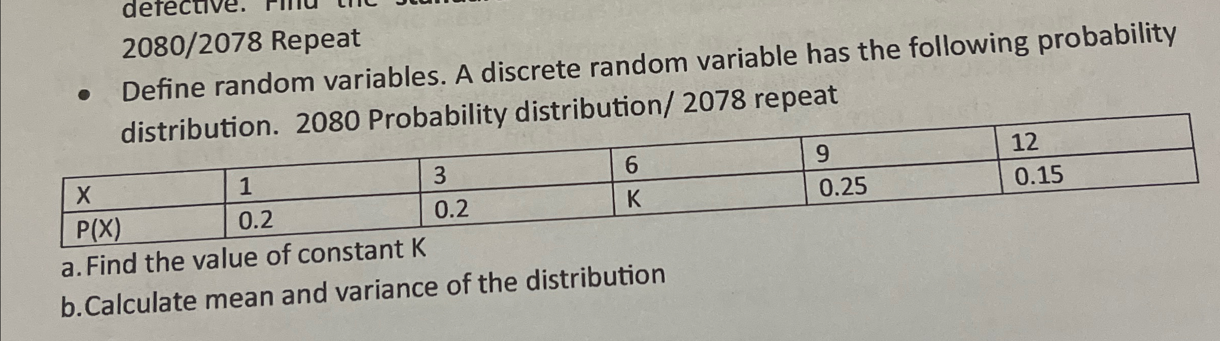 Solved Define random variables. A discrete random variable | Chegg.com