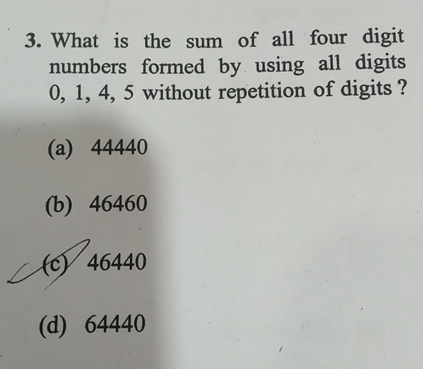 Solved What is the sum of all four digit numbers formed by | Chegg.com