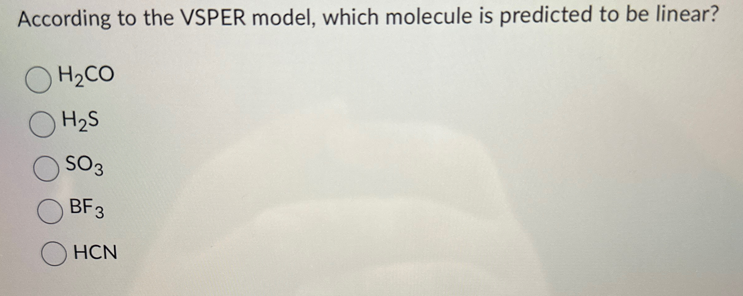Solved According to the VSPER model, which molecule is | Chegg.com