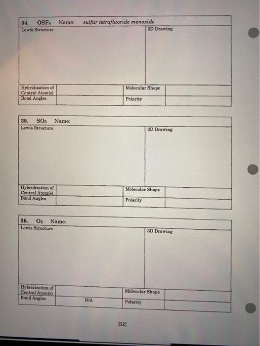 Solved Name: 34. OSF4 Lewis Structure sulfur tetrafluoride | Chegg.com