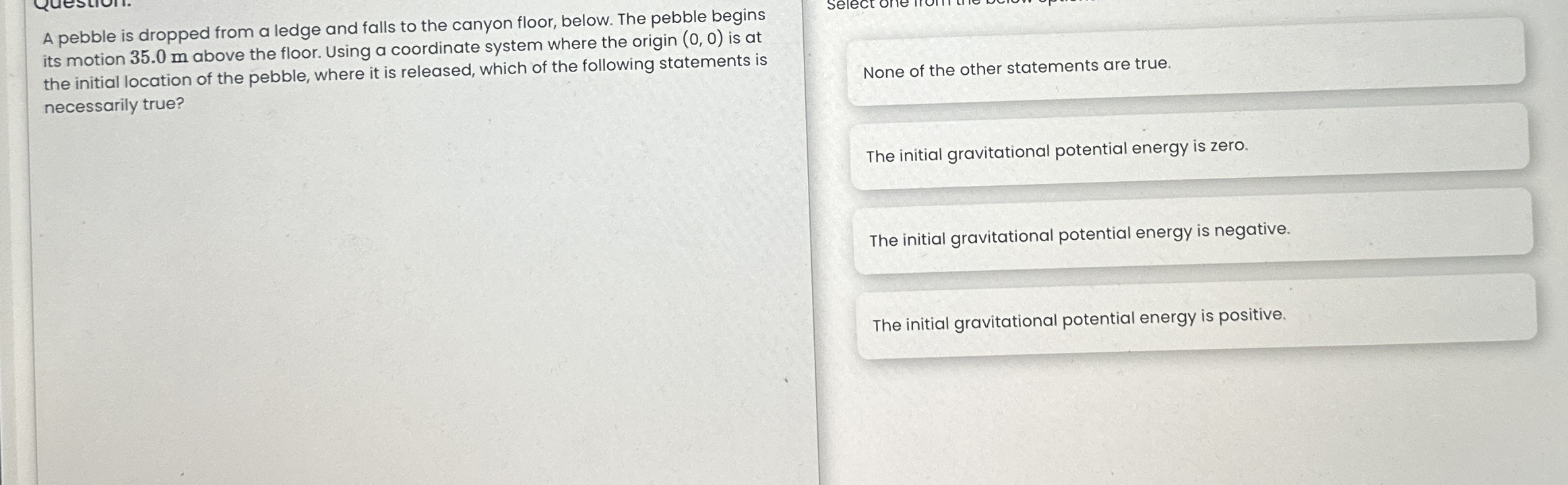 Solved A pebble is dropped from a ledge and falls to the | Chegg.com
