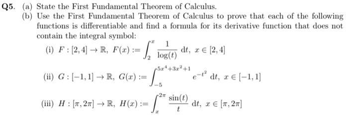 Solved (a) State the First Fundamental Theorem of Calculus. | Chegg.com