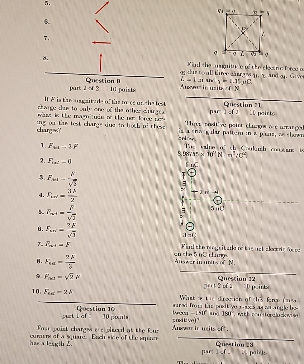 Solved Question 10part 1 ﻿of 1,10 ﻿pointsFour point charges | Chegg.com