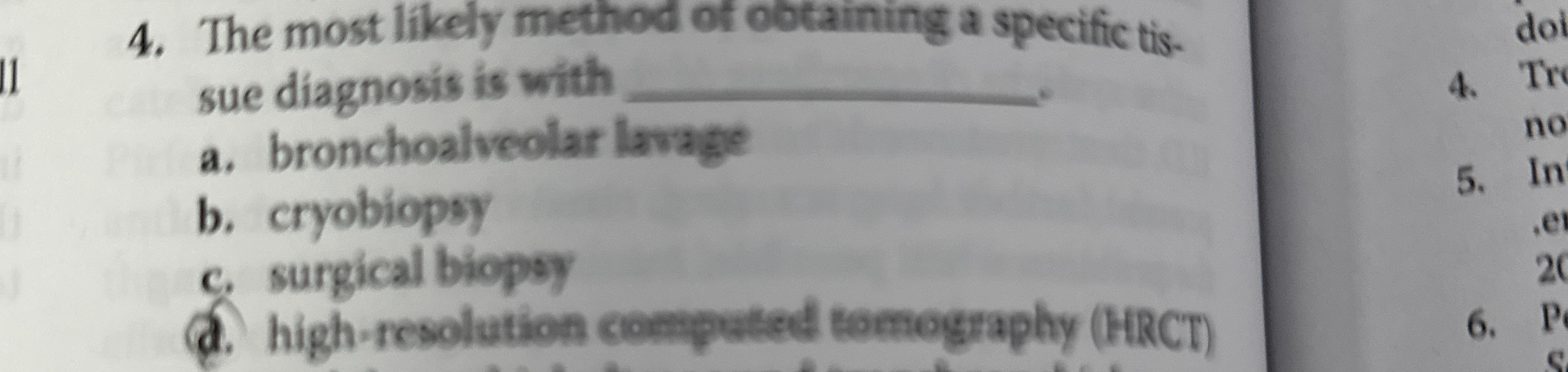 Solved The most likely method of obtaining a specific tissue | Chegg.com
