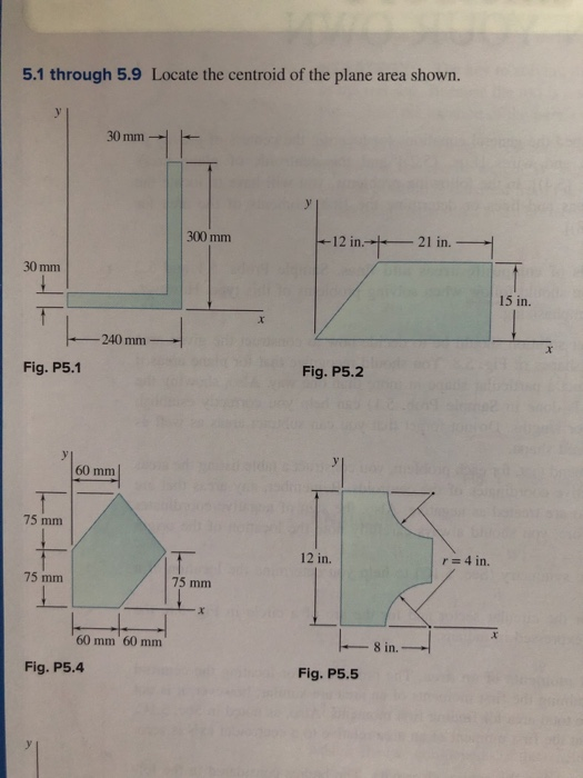 Solved 5.1 through 5.9 Locate the centroid of the plane area | Chegg.com