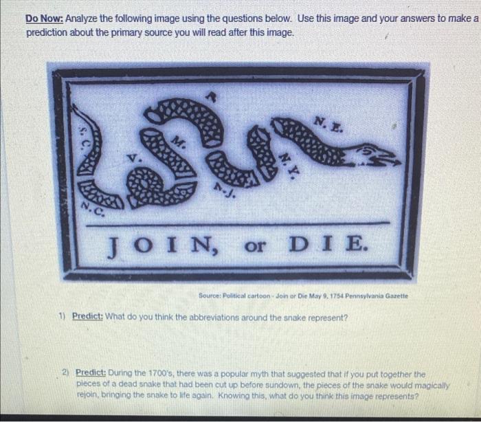 Solved Do Now: Analyze the following image using the | Chegg.com