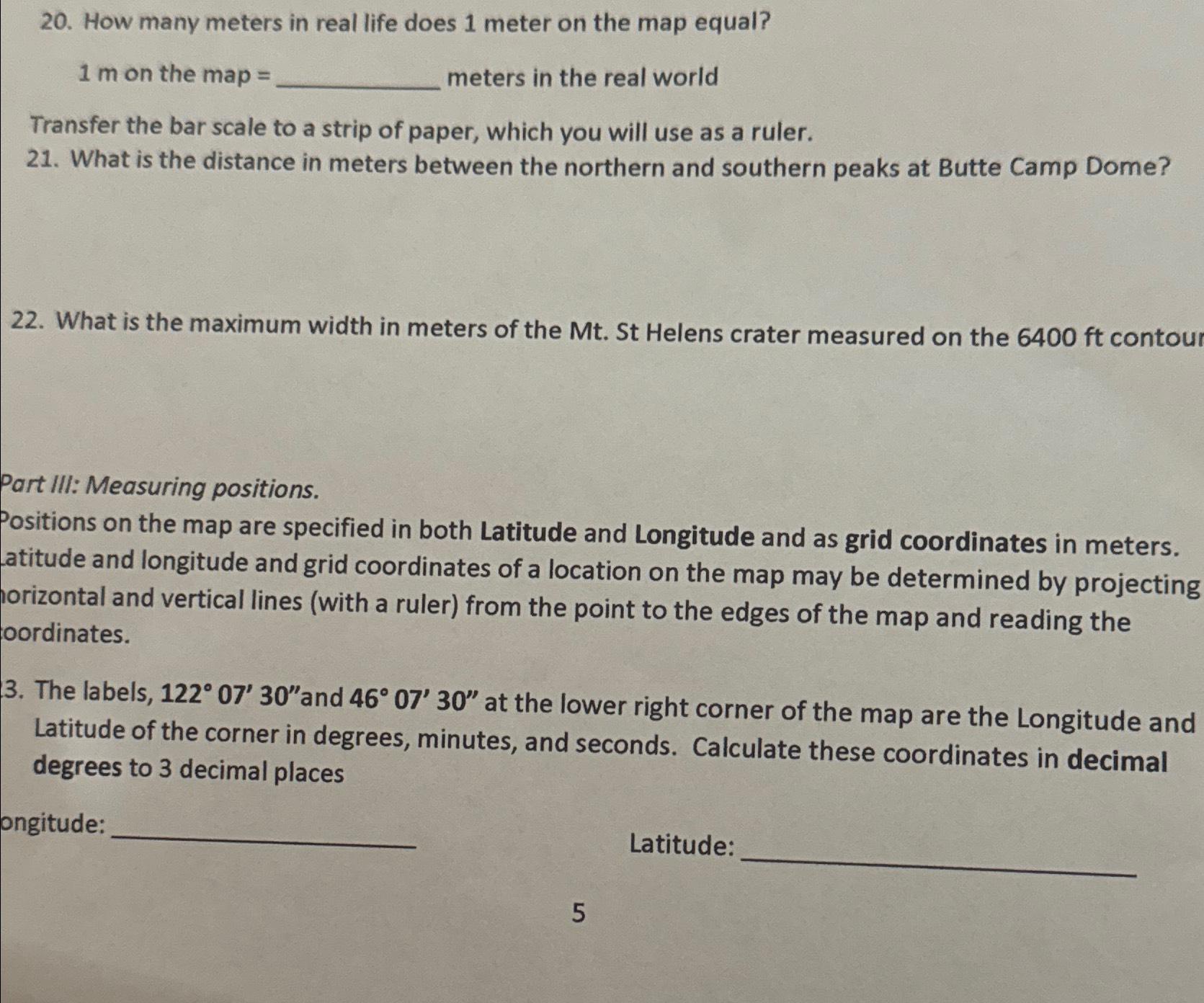 Solved How many meters in real life does 1 ﻿meter on the map | Chegg.com