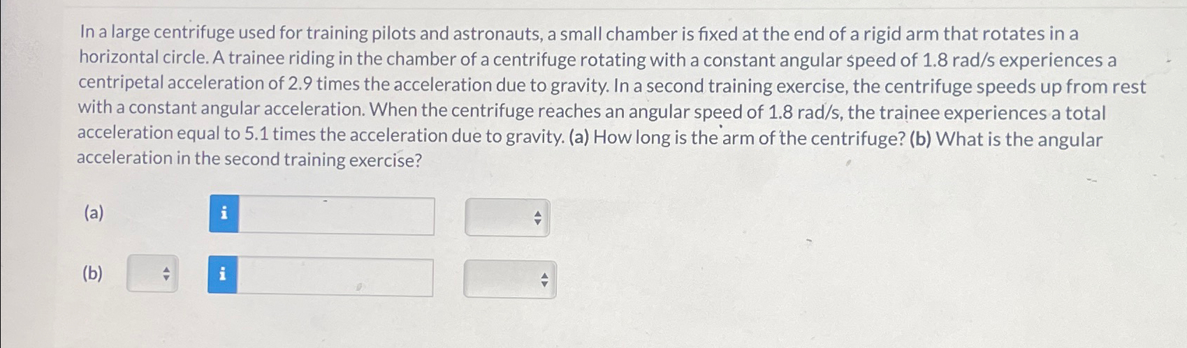 Solved In a large centrifuge used for training pilots and | Chegg.com