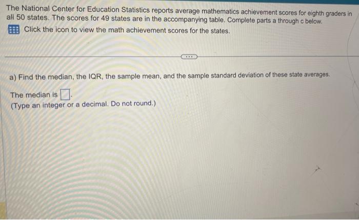 Solved The National Center for Education Statistics reports | Chegg.com