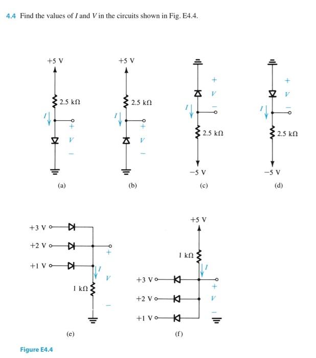 Solved 4.4 Find the values of I and V in the circuits shown | Chegg.com