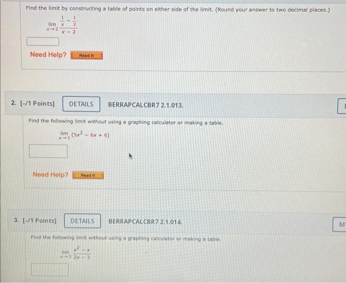 Solved Find the limit by constructing a table of points on | Chegg.com