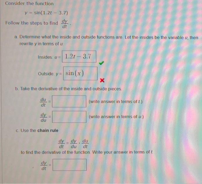 Solved Consider the function y=sin(1.2t−3.7) Follow the | Chegg.com
