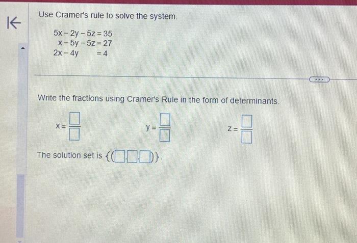 Solved Use Cramer's rule to solve the system. | Chegg.com