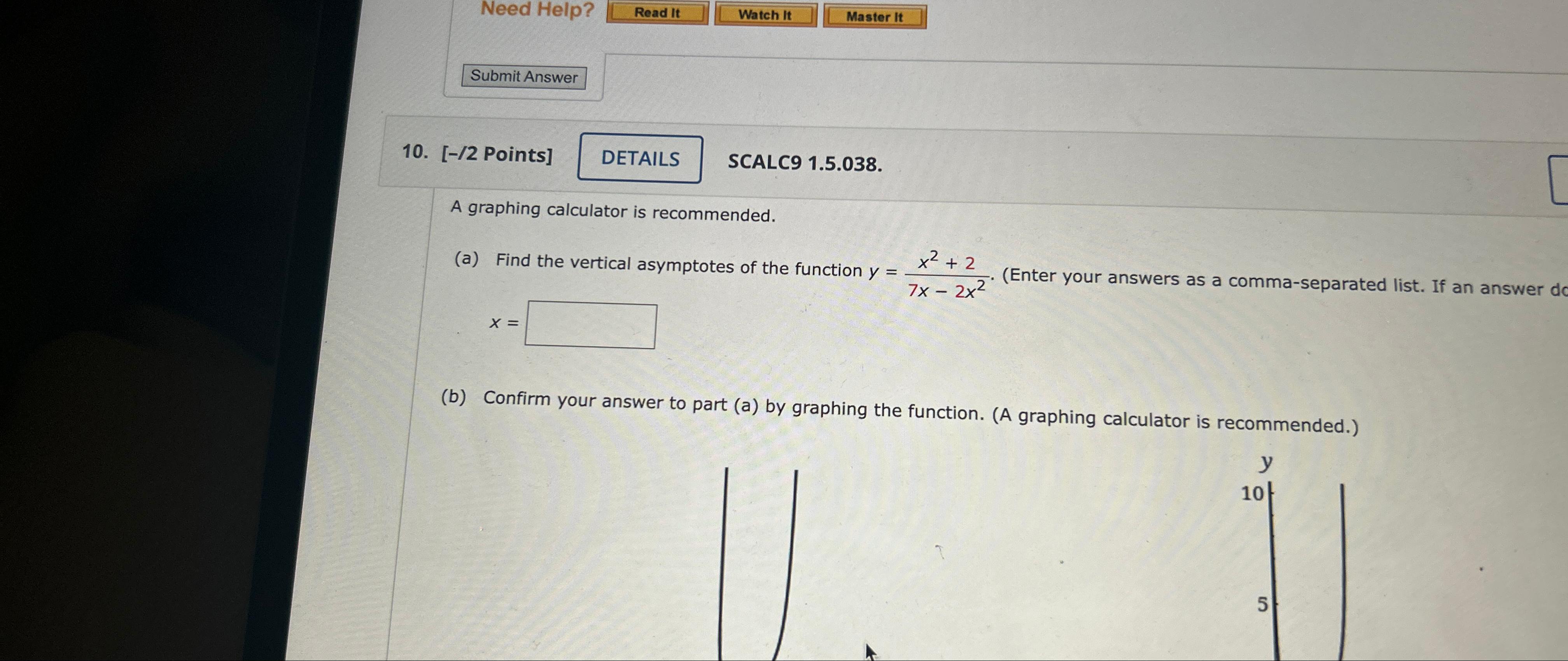 Solved Need Help?Read ItWatch ltMaster ItSubmit Answer10. | Chegg.com