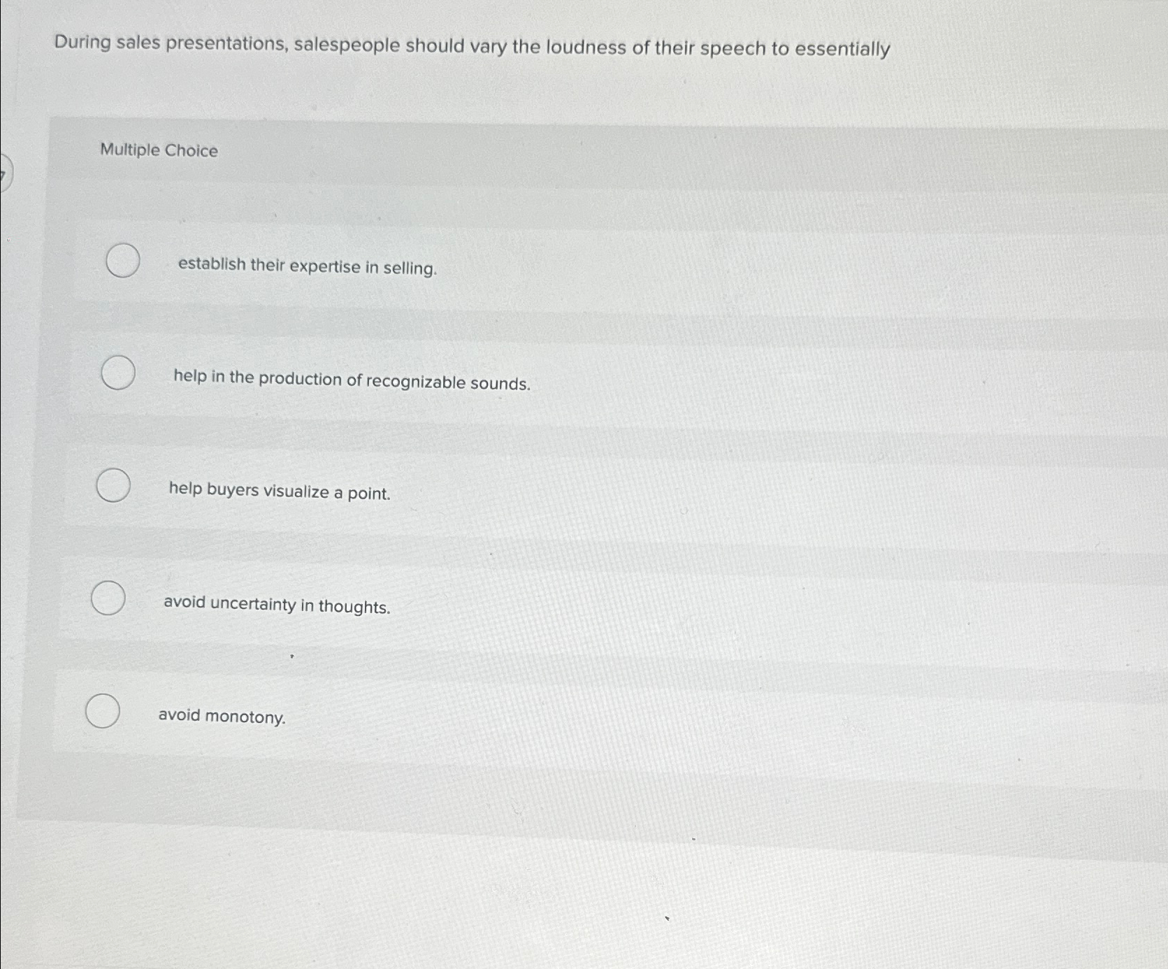 Solved During sales presentations, salespeople should vary | Chegg.com